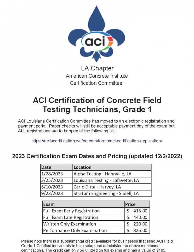 Louisiana Chapter ACI - Public Announcements